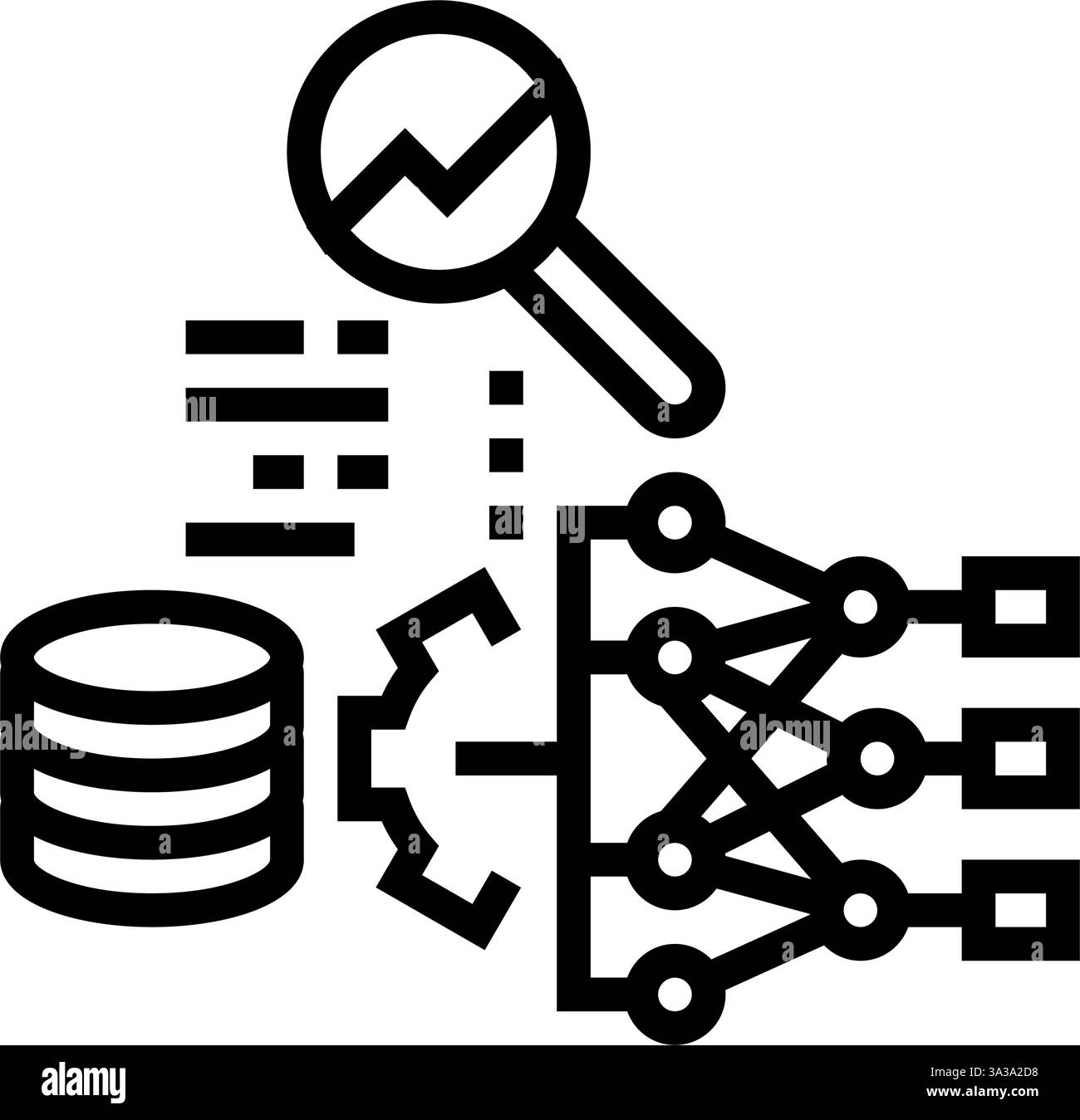 predictive analytics machine learning line icon vector illustration ...