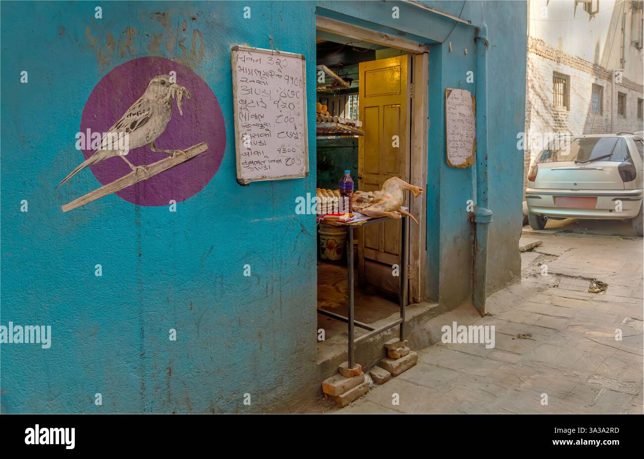 Kathmandu, Nepal - February 11th 2025 - Wall art of a Sparrow on the ...