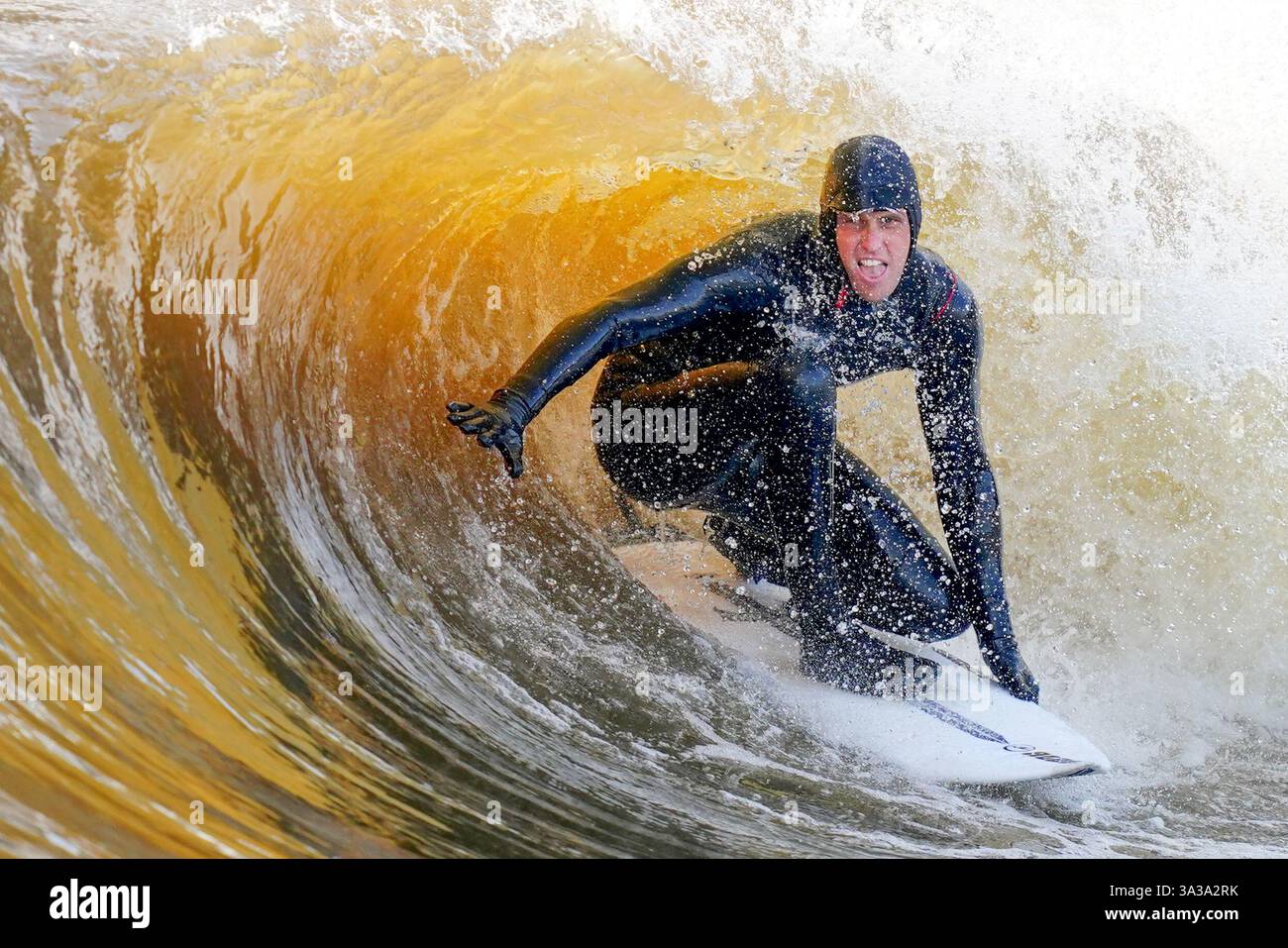 EMBARGOED TO 1400 GMT TUESDAY NOVEMBER 5 Surfer Mark Boyd rides the ...