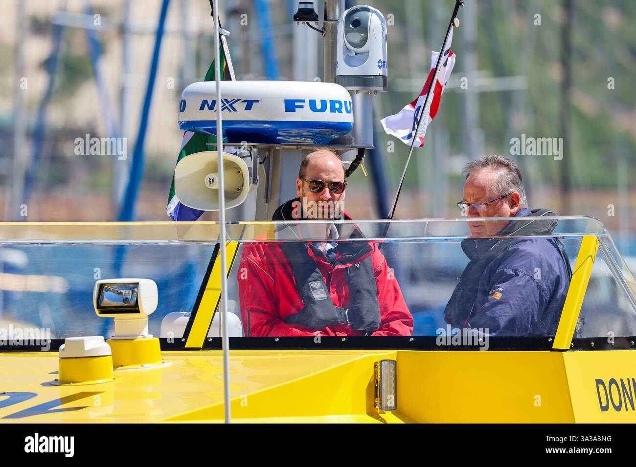 The Prince of Wales onboard the NSRI Lifeboat "Donna Nicholas" during a ...
