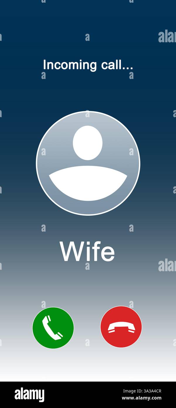 Incoming call from wife. Illustration of smartphone screen Stock Photo ...