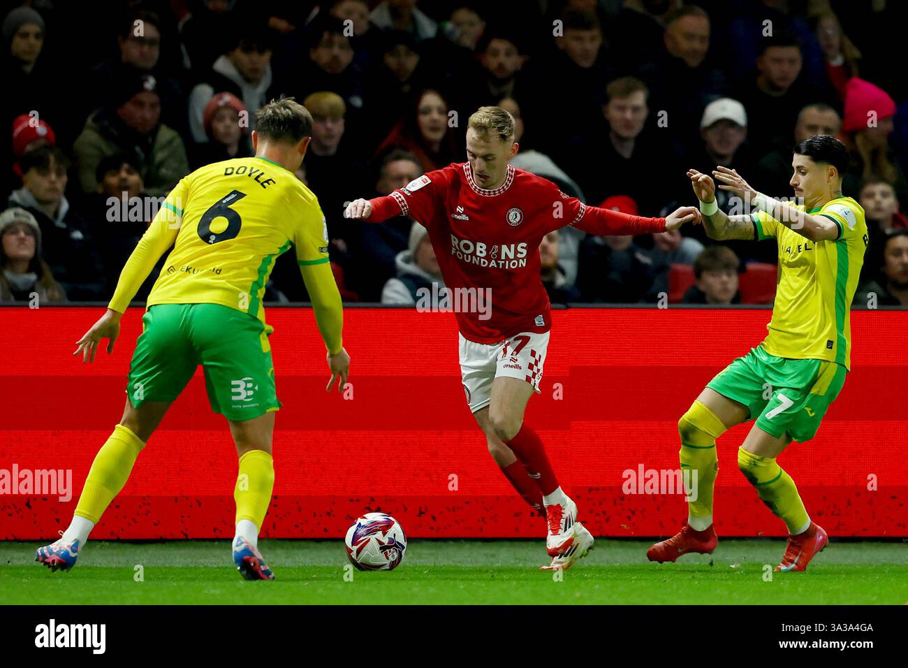 Bristol, UK. 14th Mar, 2025. Mark Sykes of Bristol City controls the ...