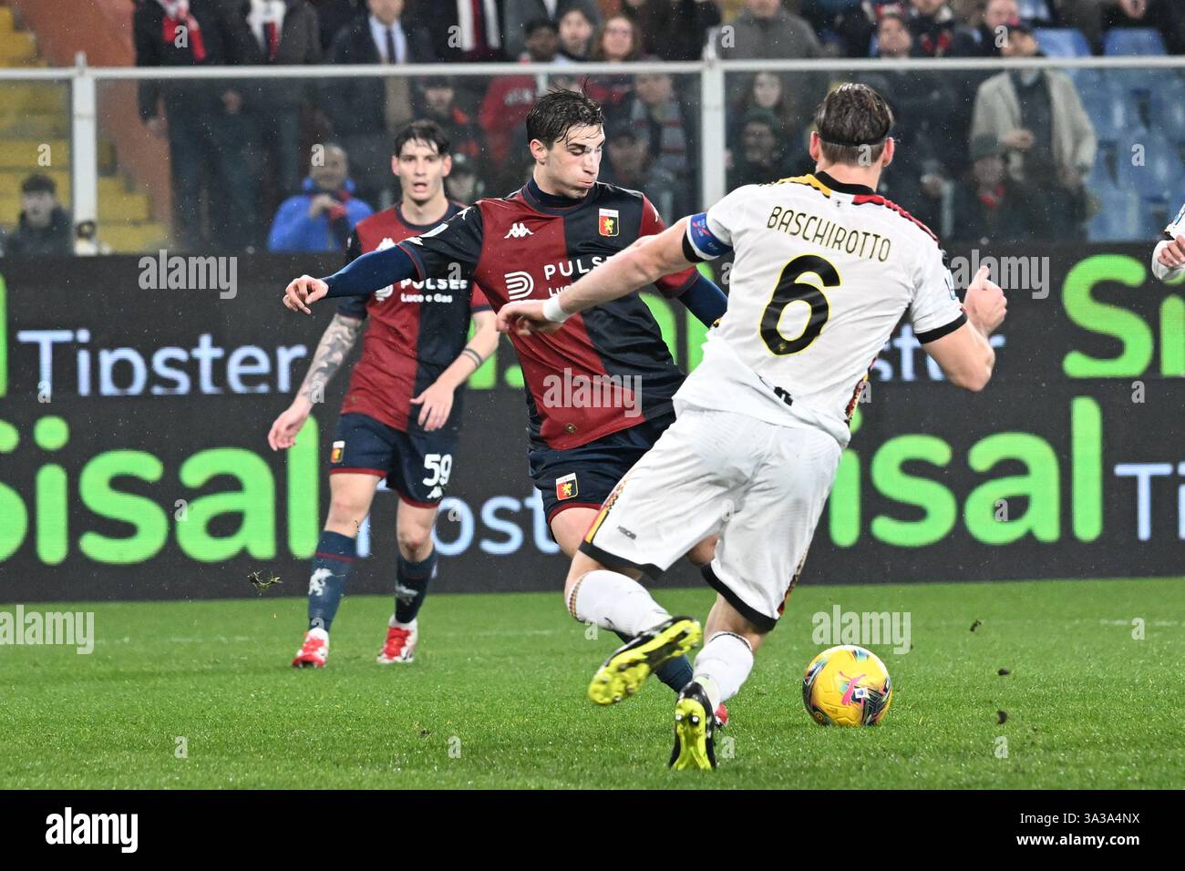 GenoaÕs Fabio Miretti scores a goal during the Serie A soccer match ...