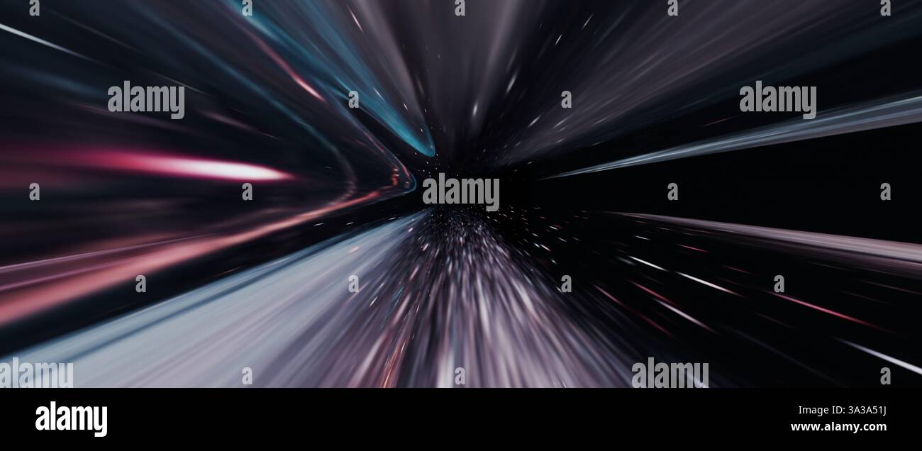 A futuristic space-time tunnel illustration, depicting high-speed ...