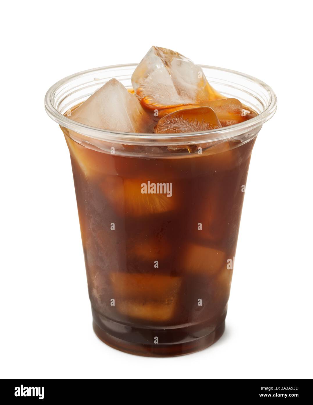 Refreshing iced coffee in plastic cup isolated on white Stock Photo - Alamy