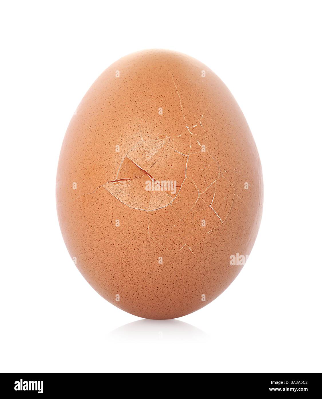 One piece of broken eggshell on mirror surface against white background ...