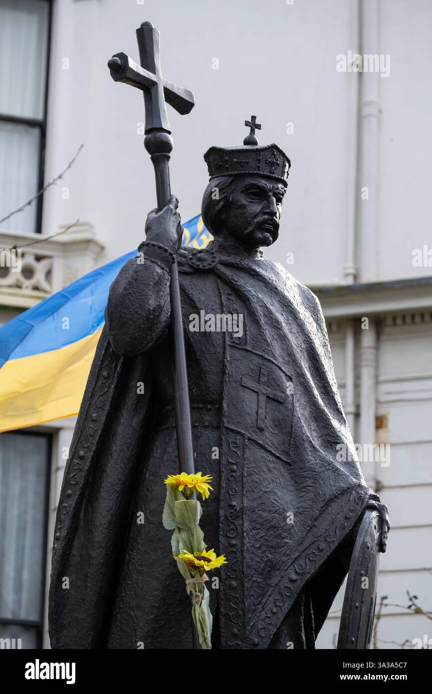 The bronze statue of Saint Volodymyr by Leo Moll, holding crucifix and ...