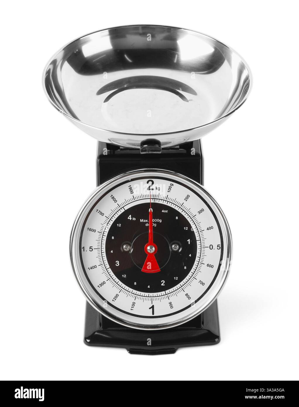 Mechanical kitchen scale with bowl isolated on white Stock Photo - Alamy