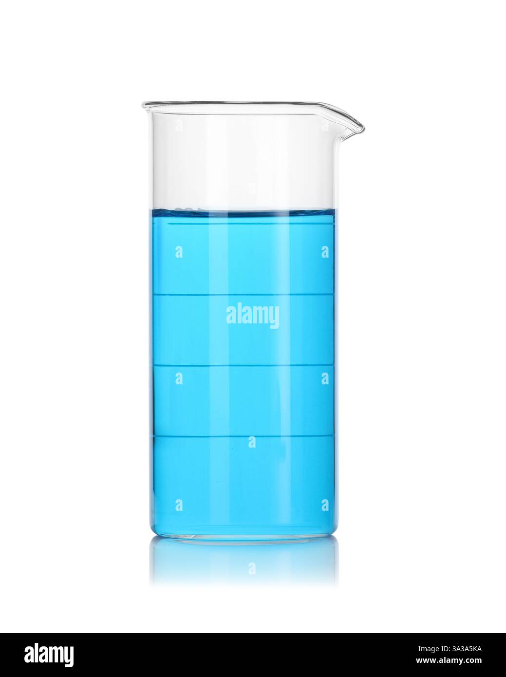 Beaker with blue liquid isolated on white Stock Photo - Alamy