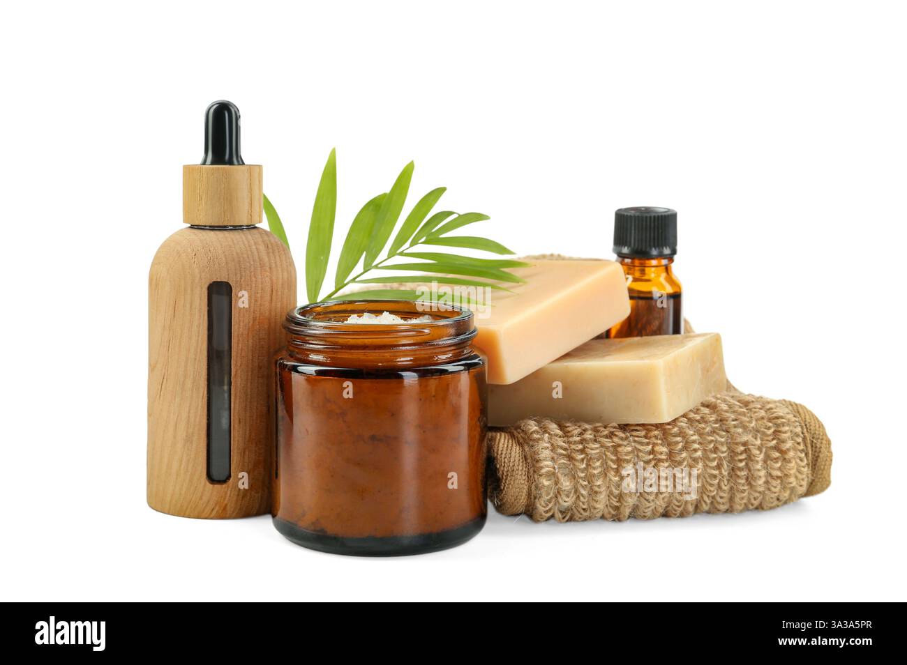 Different body care products isolated on white Stock Photo - Alamy