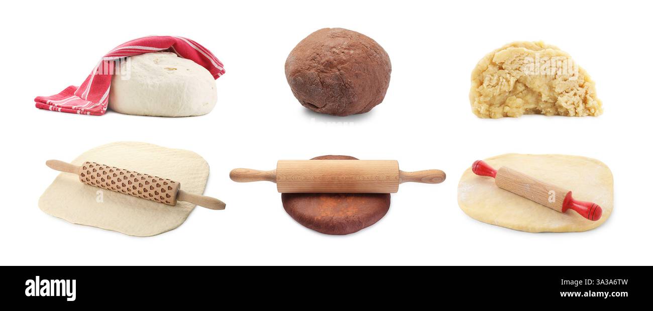 Different types of dough isolated on white, set Stock Photo - Alamy