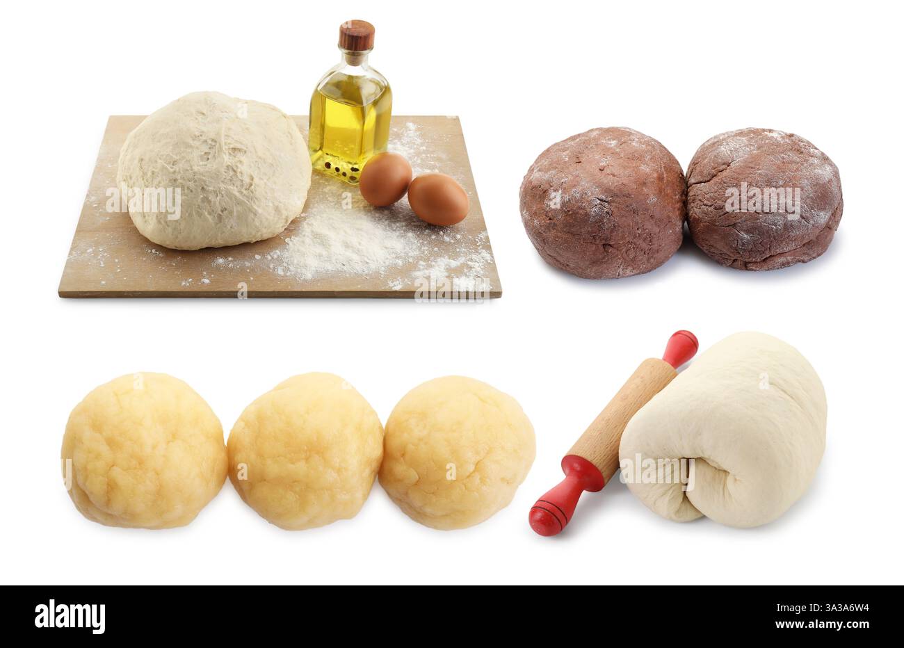 Different types of dough isolated on white, set Stock Photo - Alamy