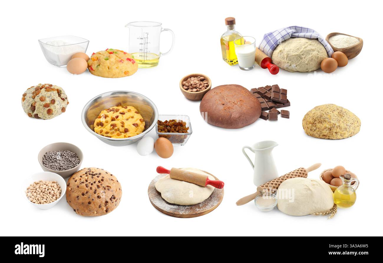 Different types of dough isolated on white, set Stock Photo - Alamy