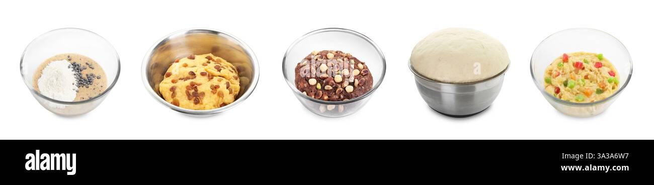 Different types of dough isolated on white, set Stock Photo - Alamy