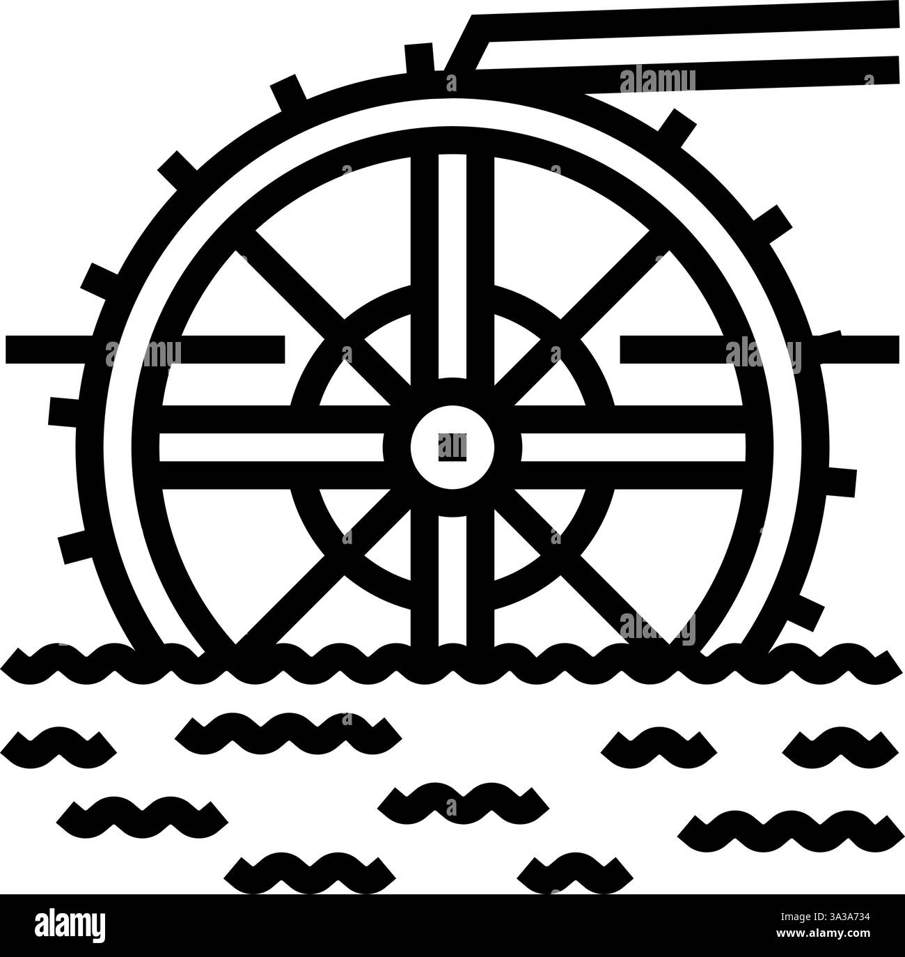 water mill industry line icon vector illustration Stock Vector Image ...