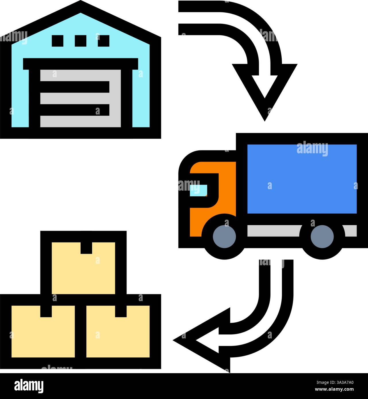 advanced supply chain industry color icon vector illustration Stock ...