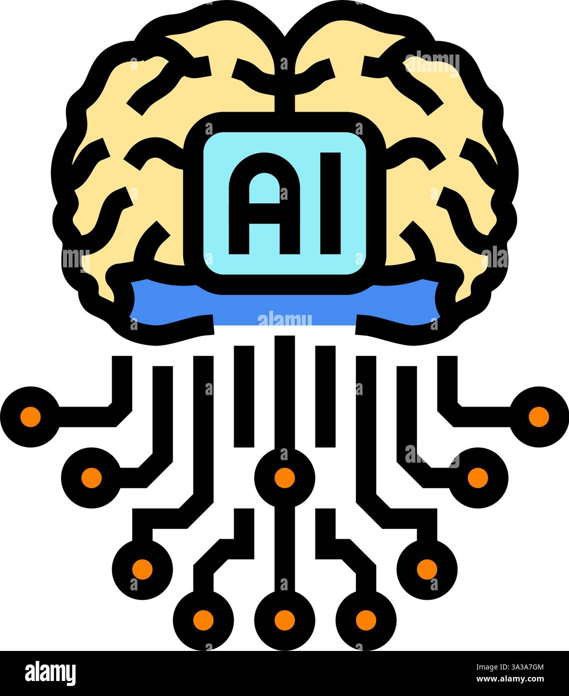 artificial intelligence ai brain color icon vector illustration Stock ...