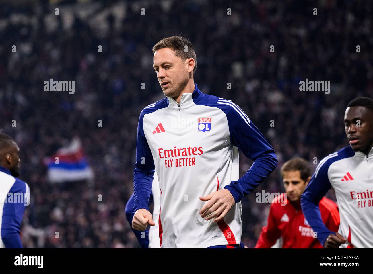 Lyon, France. 23rd Feb, 2025. Nemanja Matic of Lyon warming up prior to ...