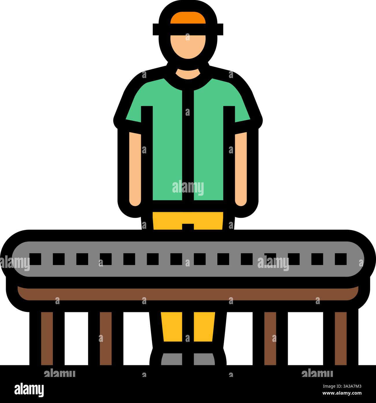 assembly line worker industry color icon vector illustration Stock ...