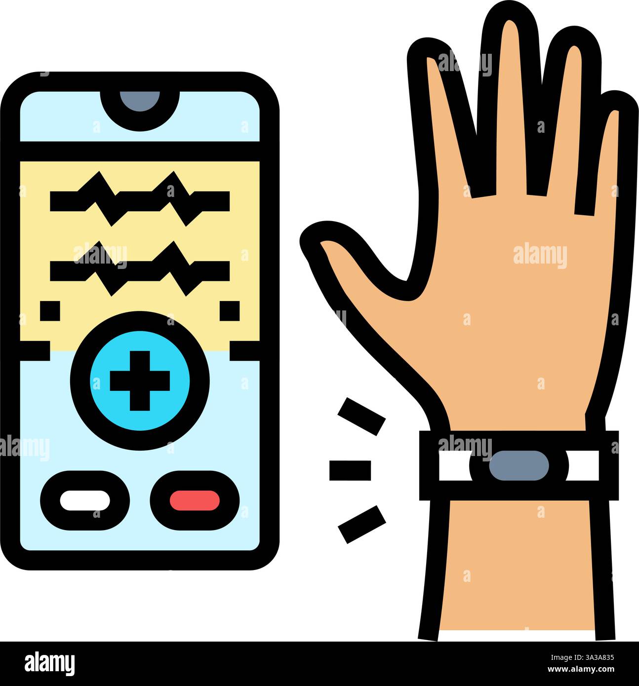 biometric health sensor healthcare innovation color icon vector ...