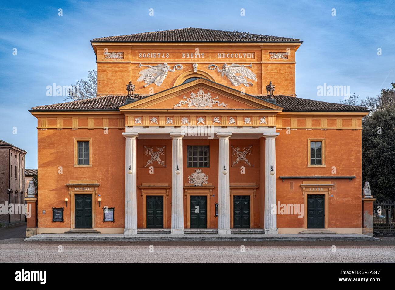 The facade of the Teatro Comunale of the city of Carpi built between ...