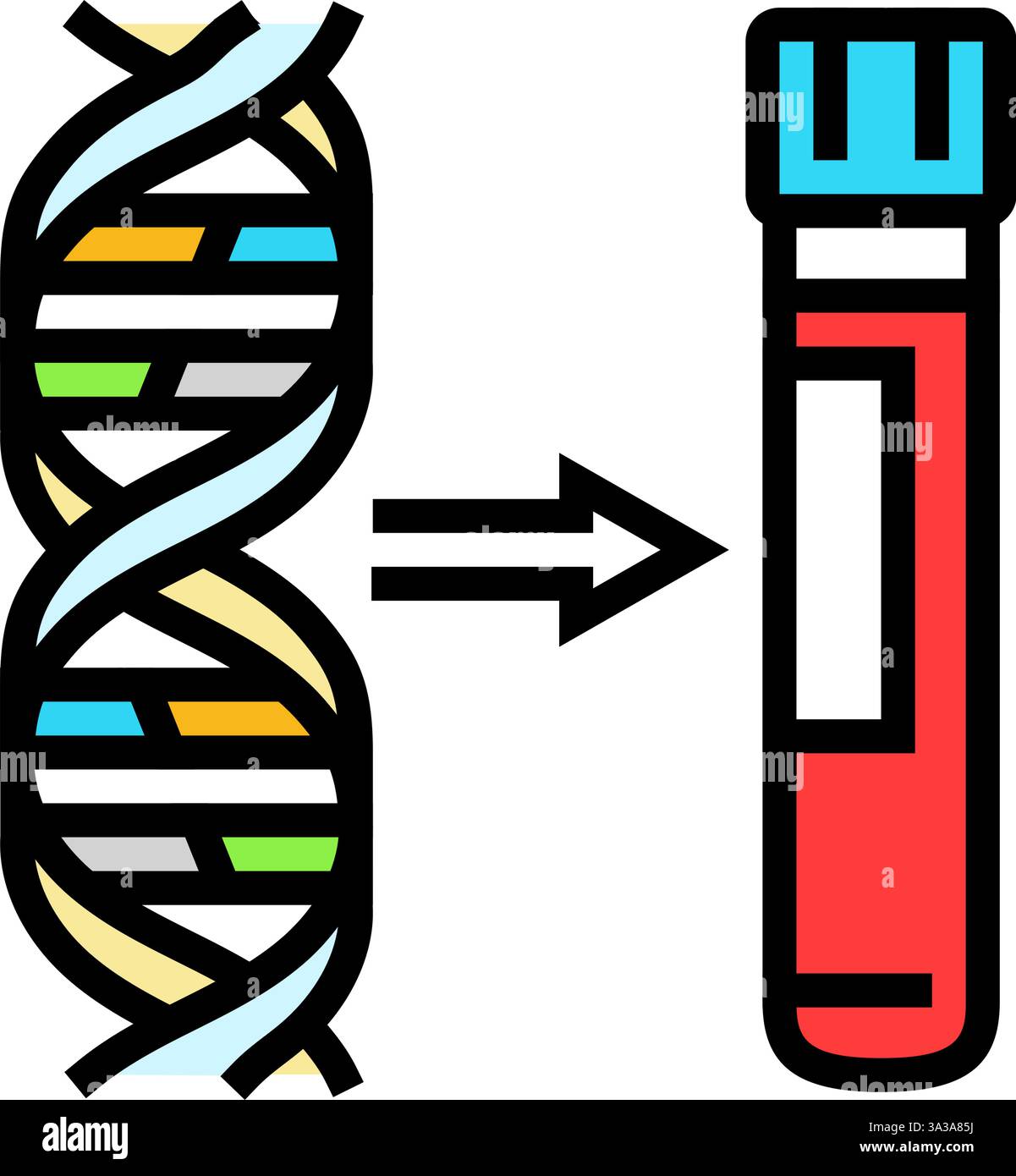 blood test tube with genetic markers color icon vector illustration ...