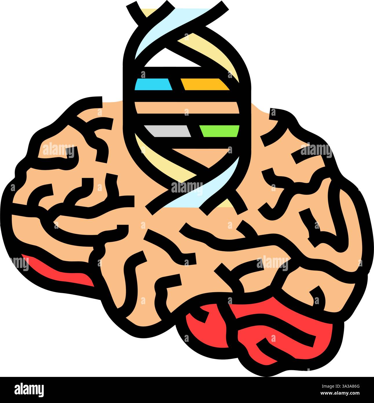 brain icon with genetic marker color icon vector illustration Stock ...