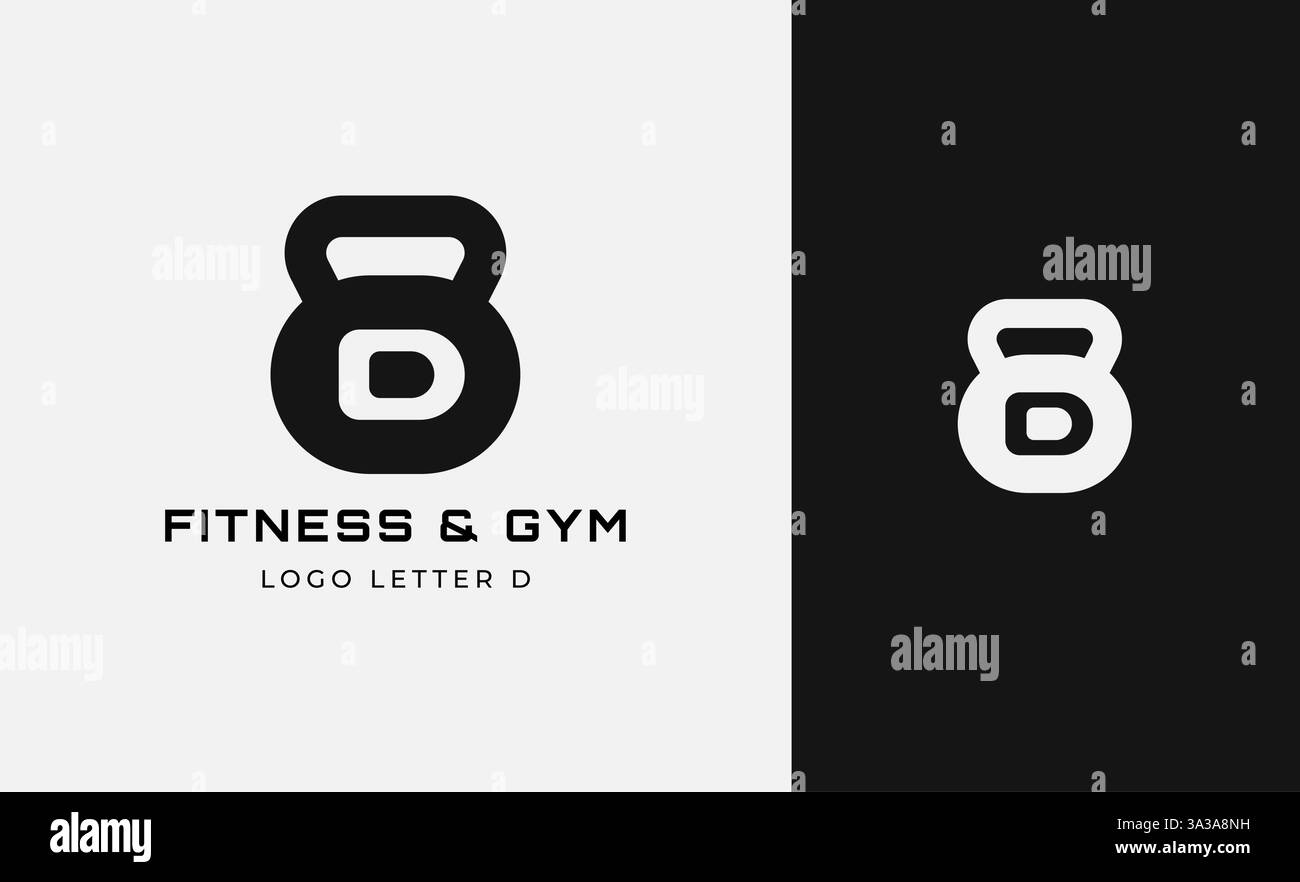 Logo Fitness letter D with Gym equipment concept. Dumbble, bumble ...
