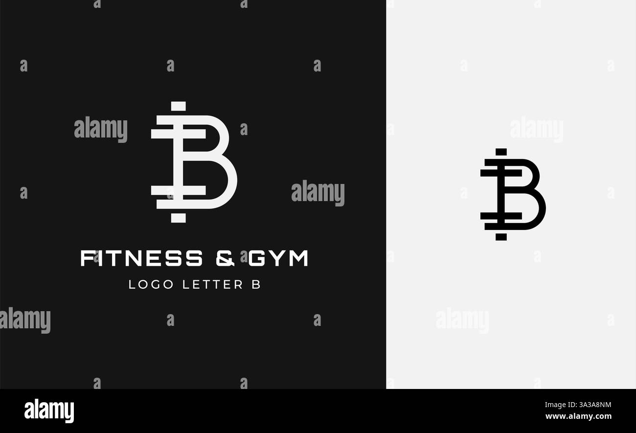 Logo Fitness letter B with Gym equipment concept. Dumbble, bumble ...