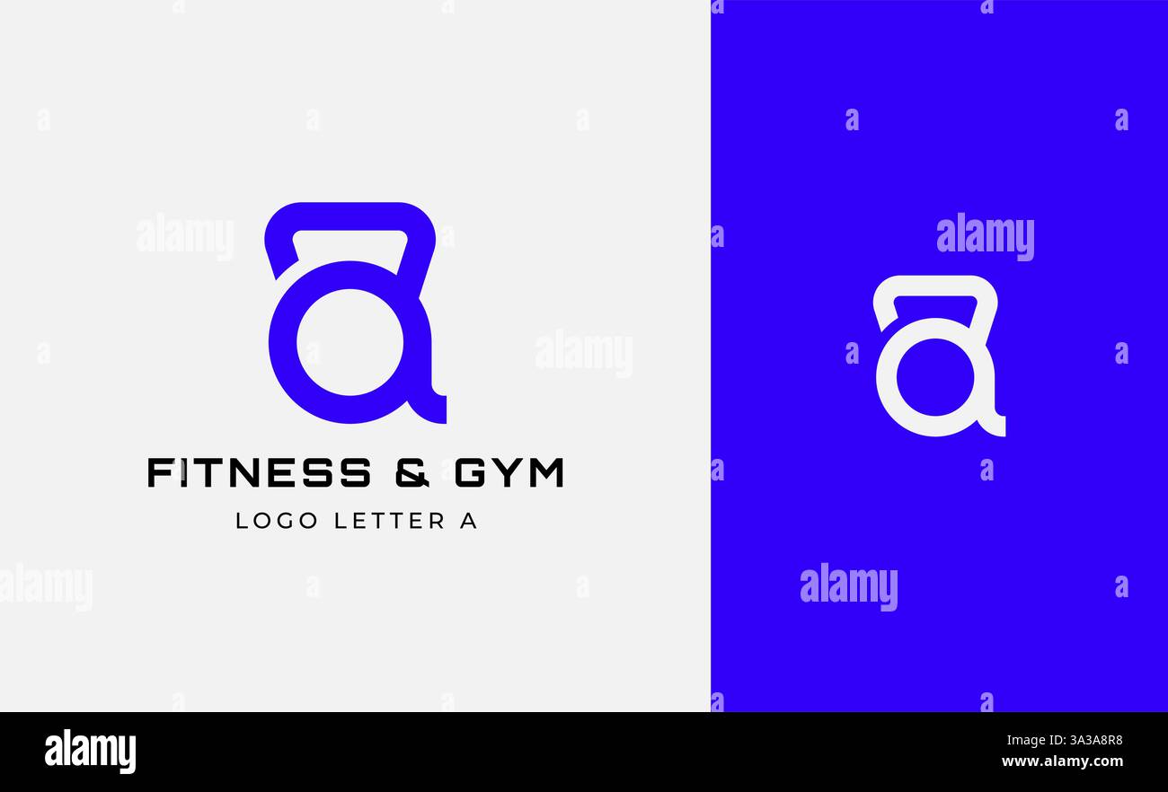 Logo Fitness letter A with Gym equipment concept. Dumbble, bumble ...
