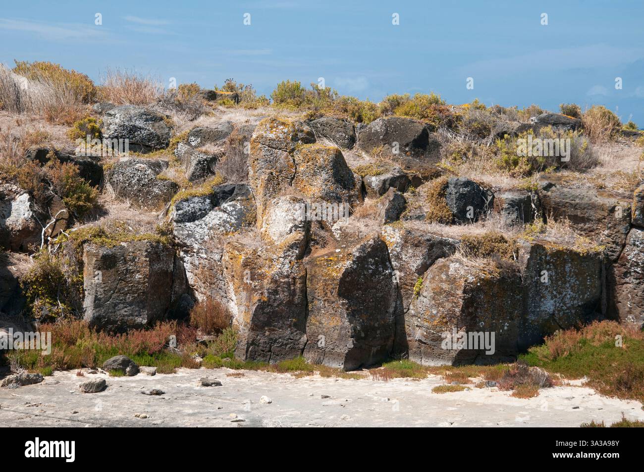 Historic basalt quarry on Griffiths Island at Port Fairy, Victoria ...