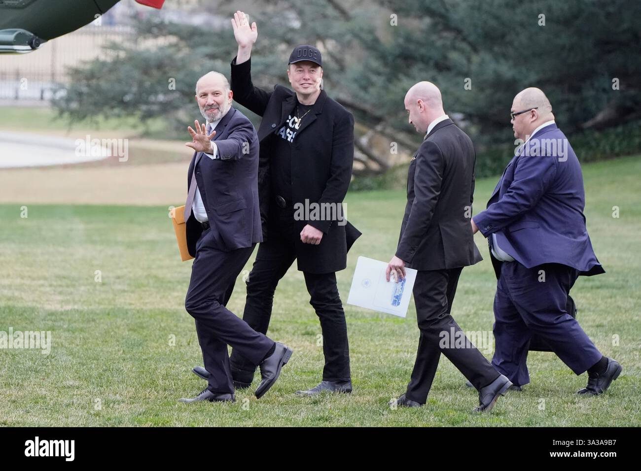 From left, Commerce Secretary Howard Lutnick, Elon Musk, Stephen Miller ...