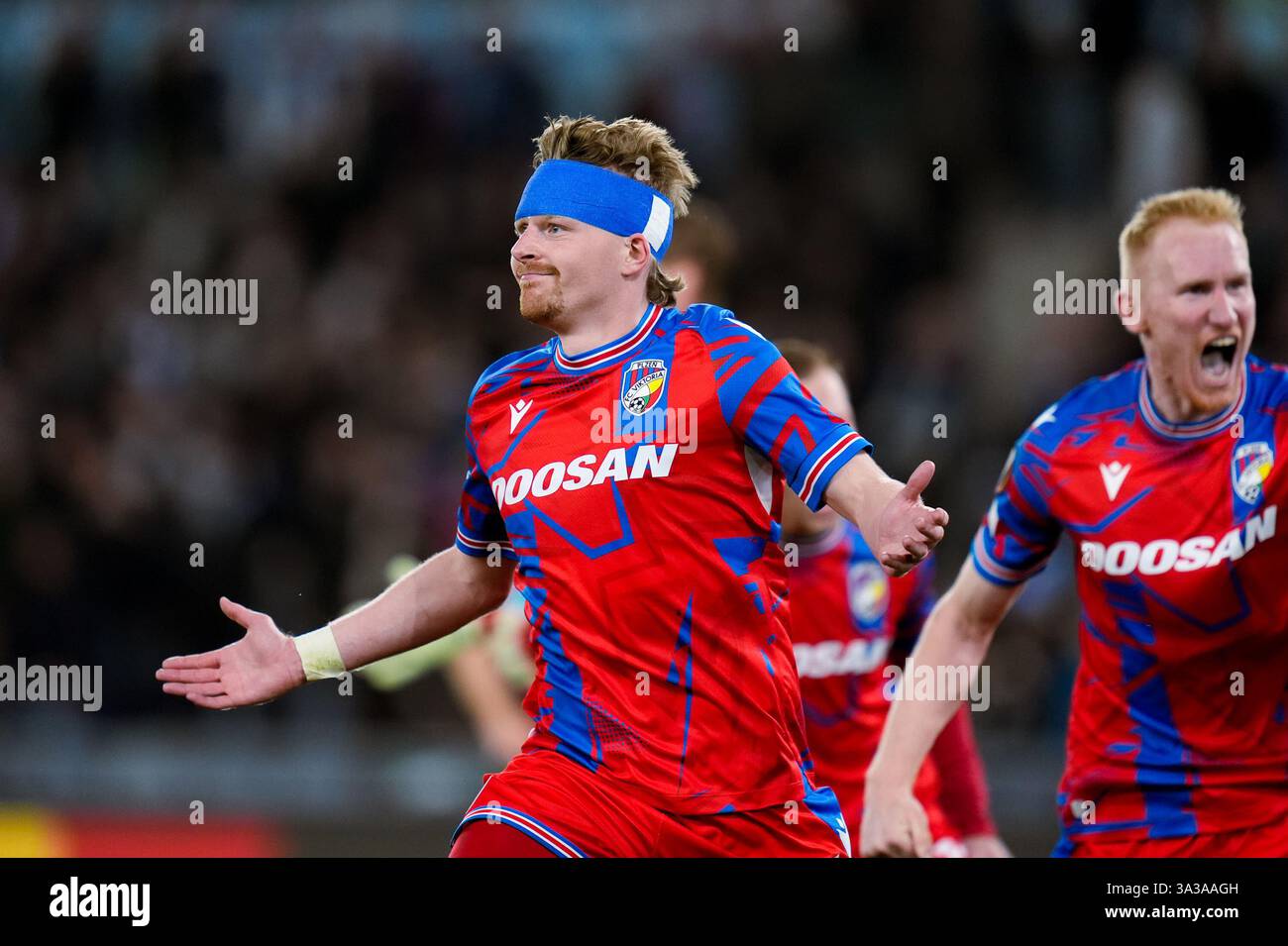 Rome, Italy. 13th Mar, 2025. Pavel Sulc of FC Viktoria Plzen celebrates ...