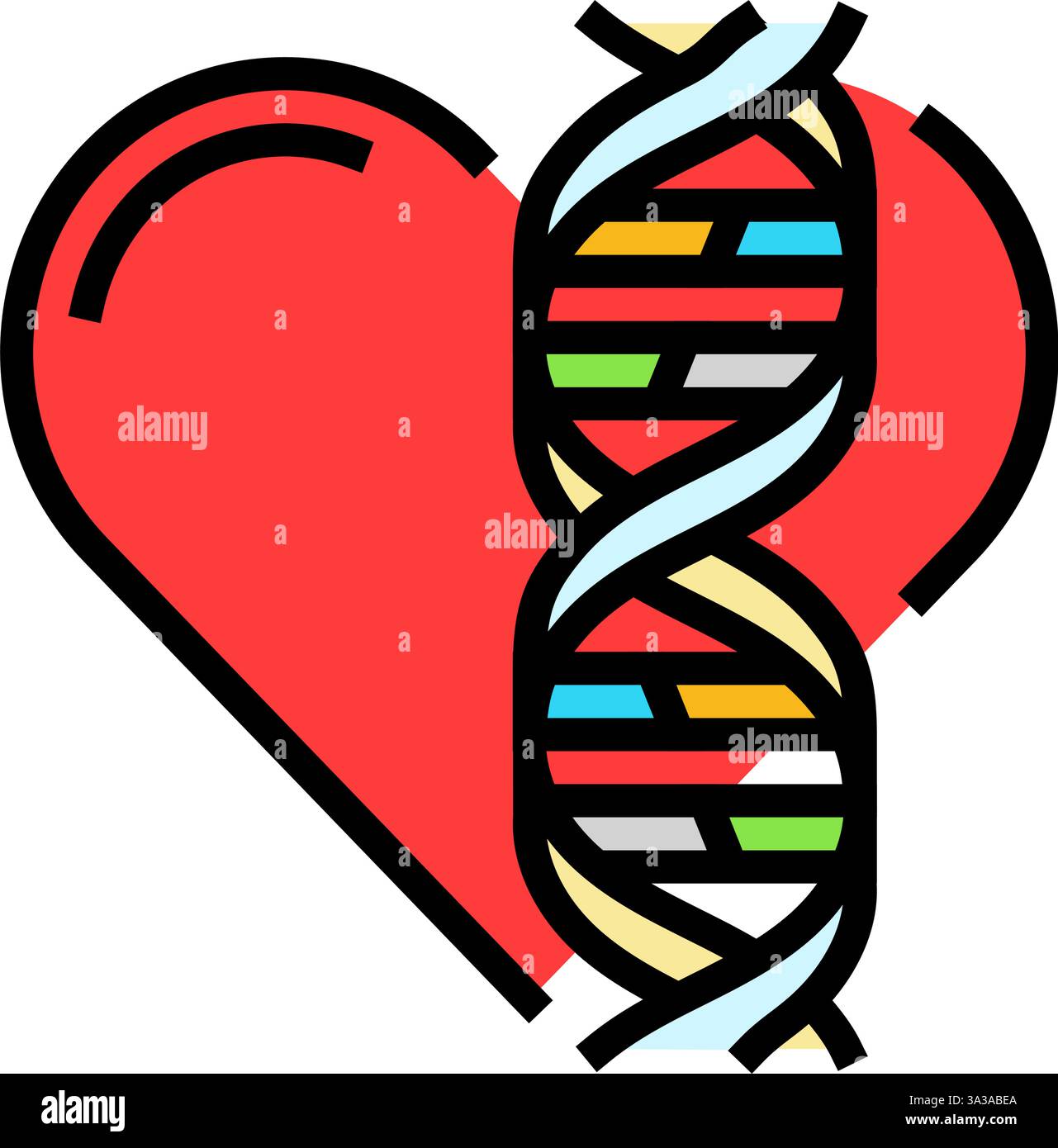 heart with genetic code lines color icon vector illustration Stock ...