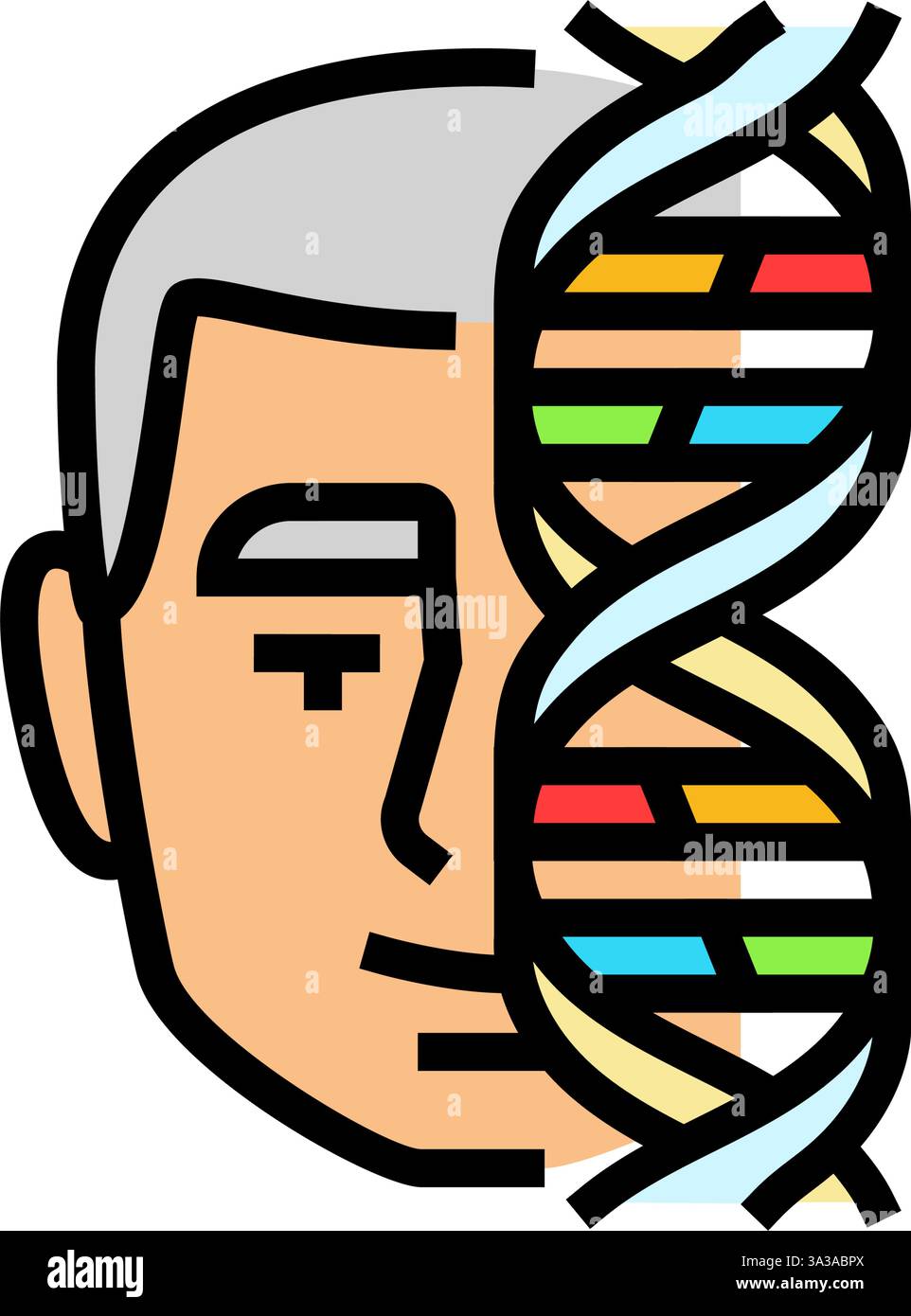 genetic profile with patients face color icon vector illustration Stock ...