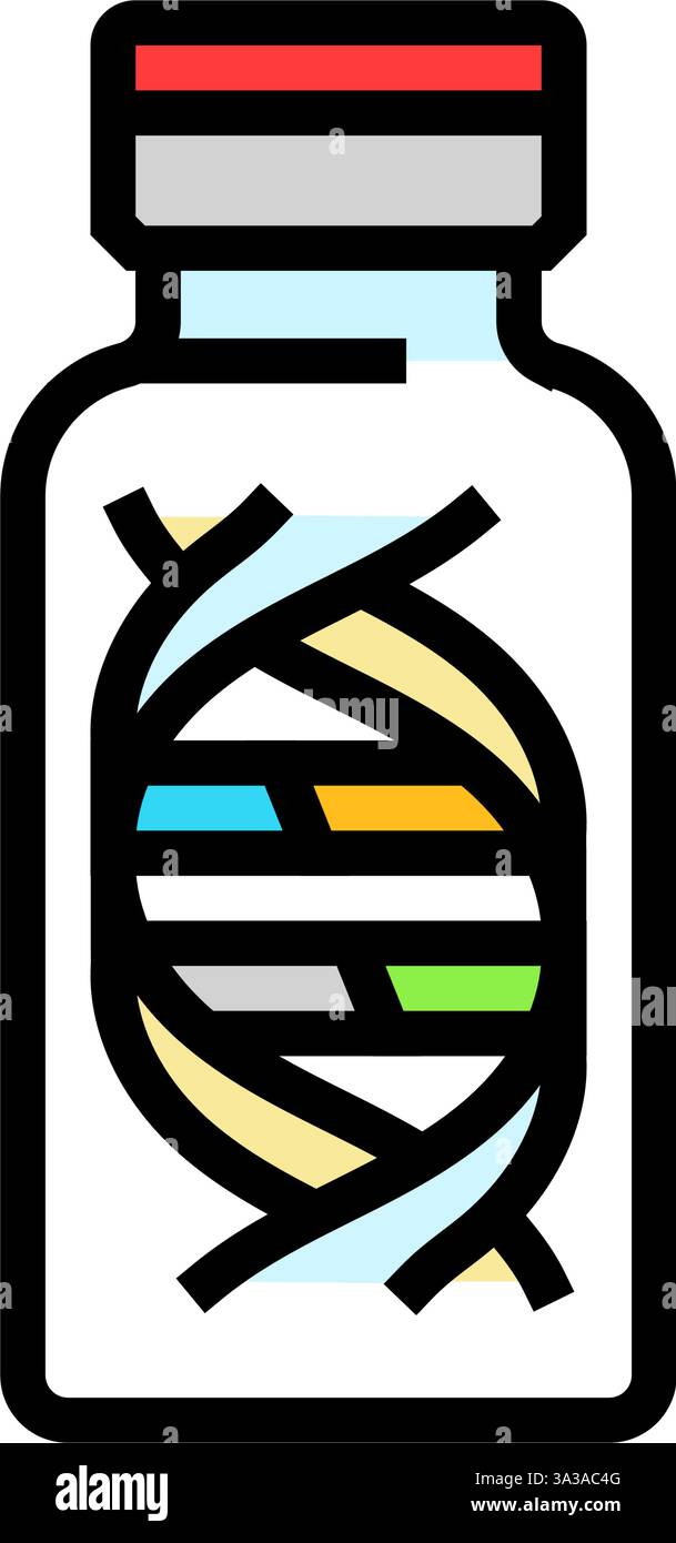medical vial with dna medicine color icon vector illustration Stock ...