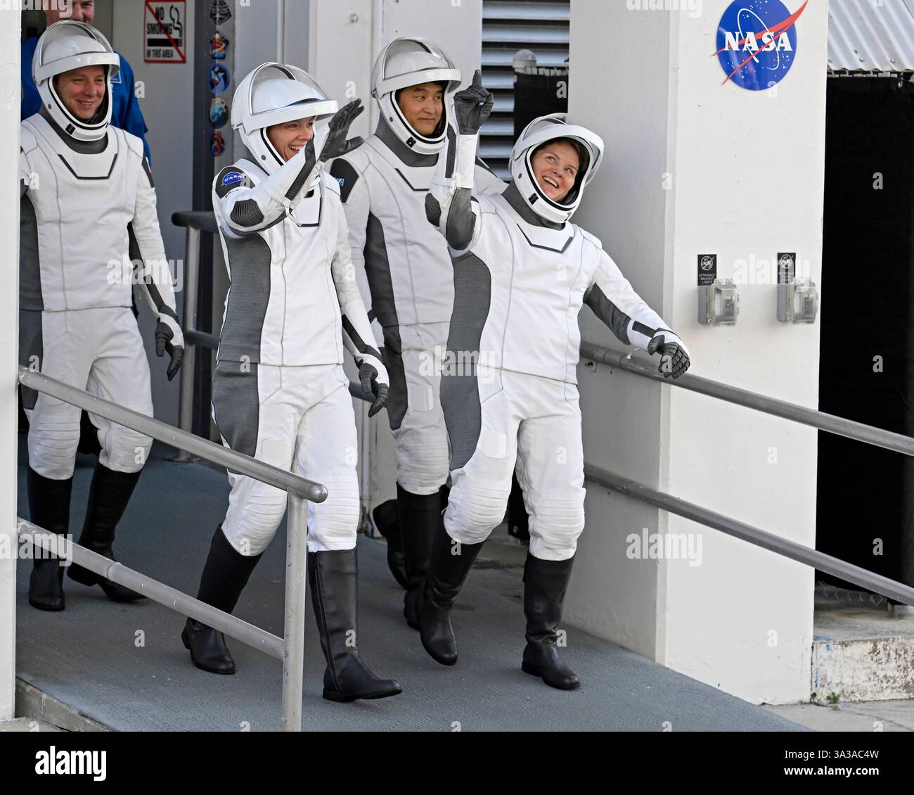 SpaceX NASA Crew-10 members, Roscosmos Cosmonaut Kirill Peskov (rear ...