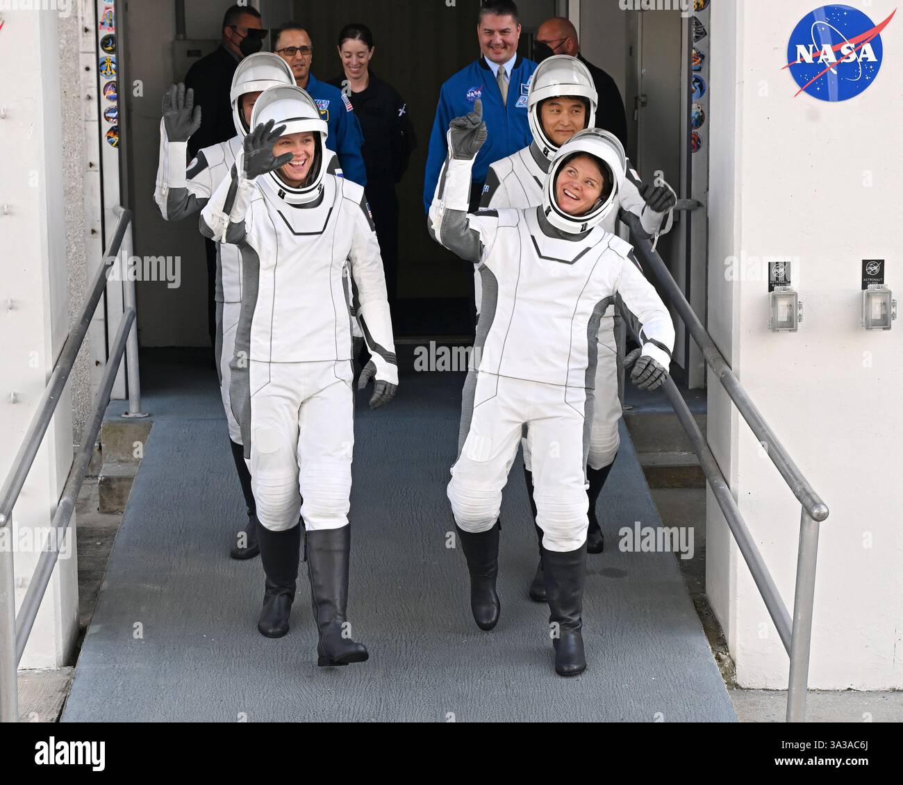SpaceX NASA Crew-10 members, Roscosmos Cosmonaut Kirill Peskov (rear ...