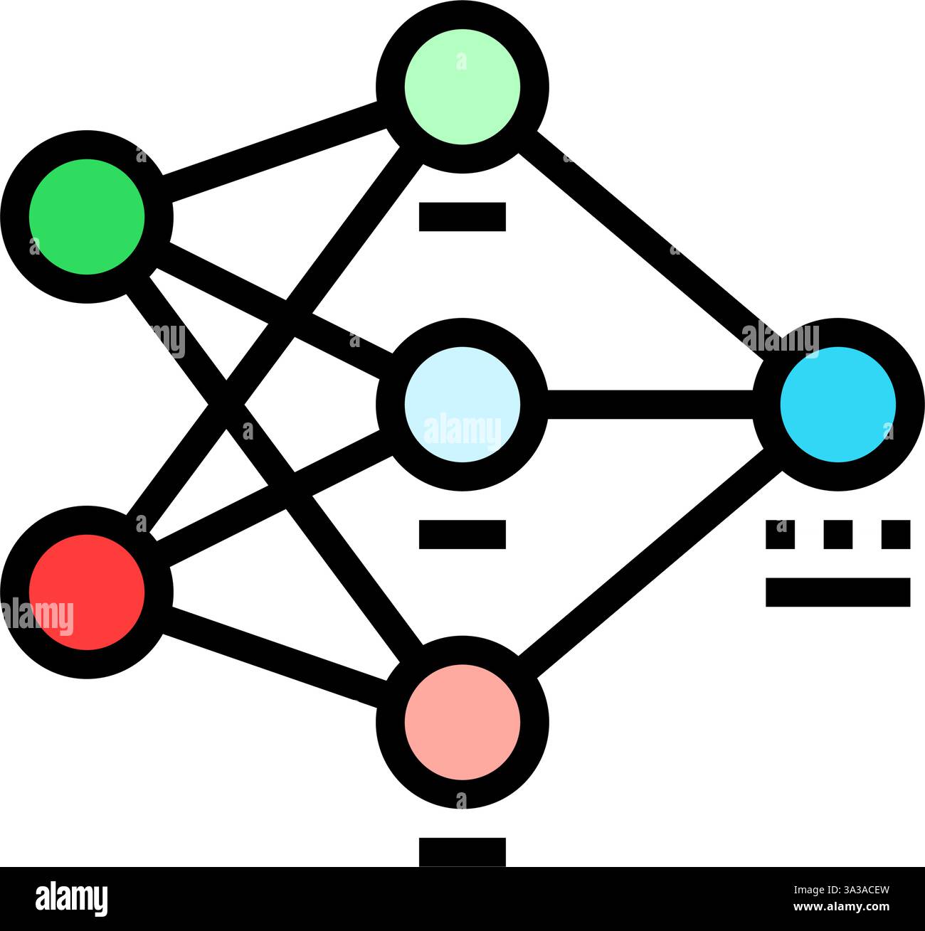 Neural Network Diagram Machine Learning Color Icon Vector Neural