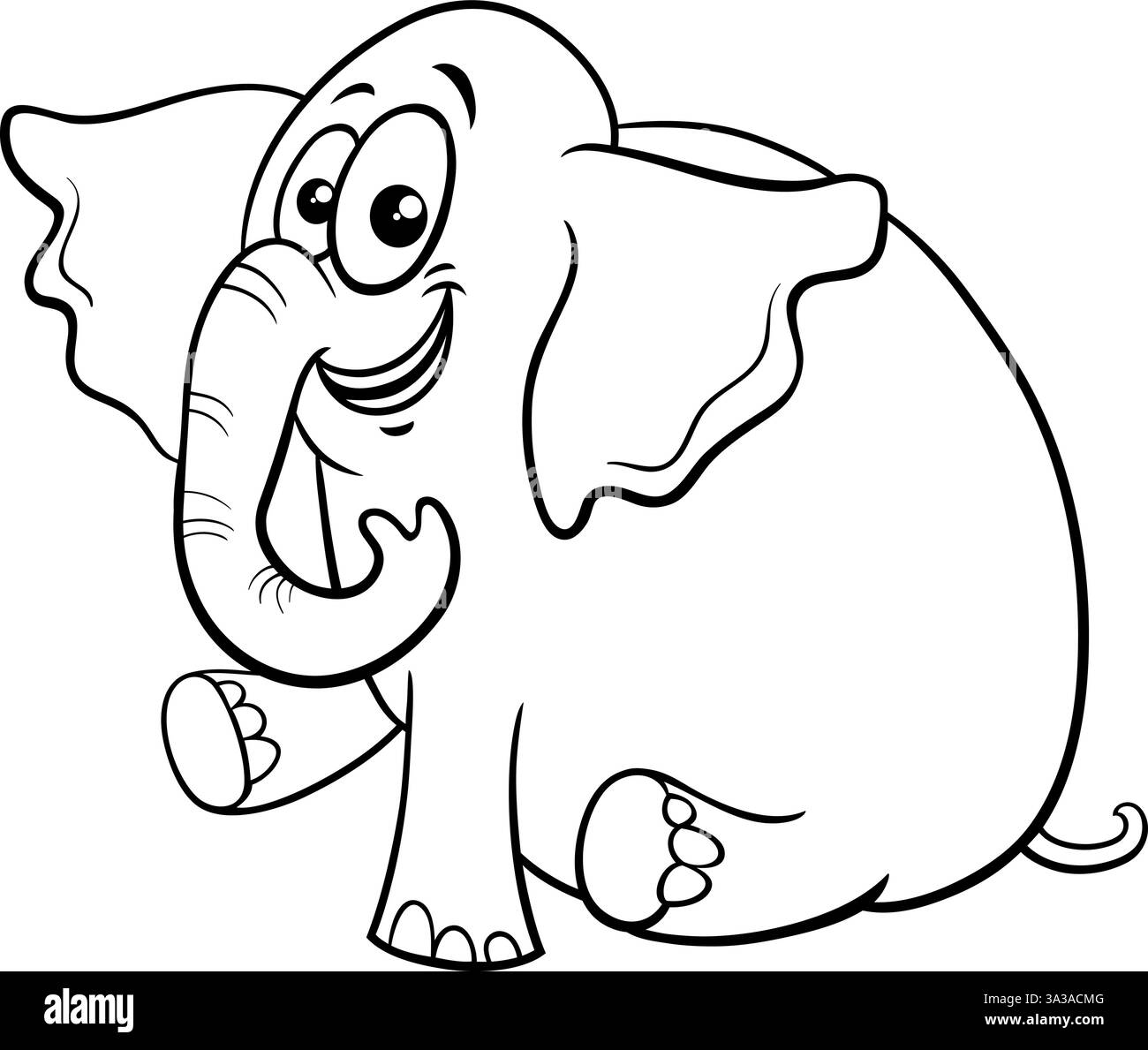 Cartoon illustration of happy baby elephant comic animal character ...