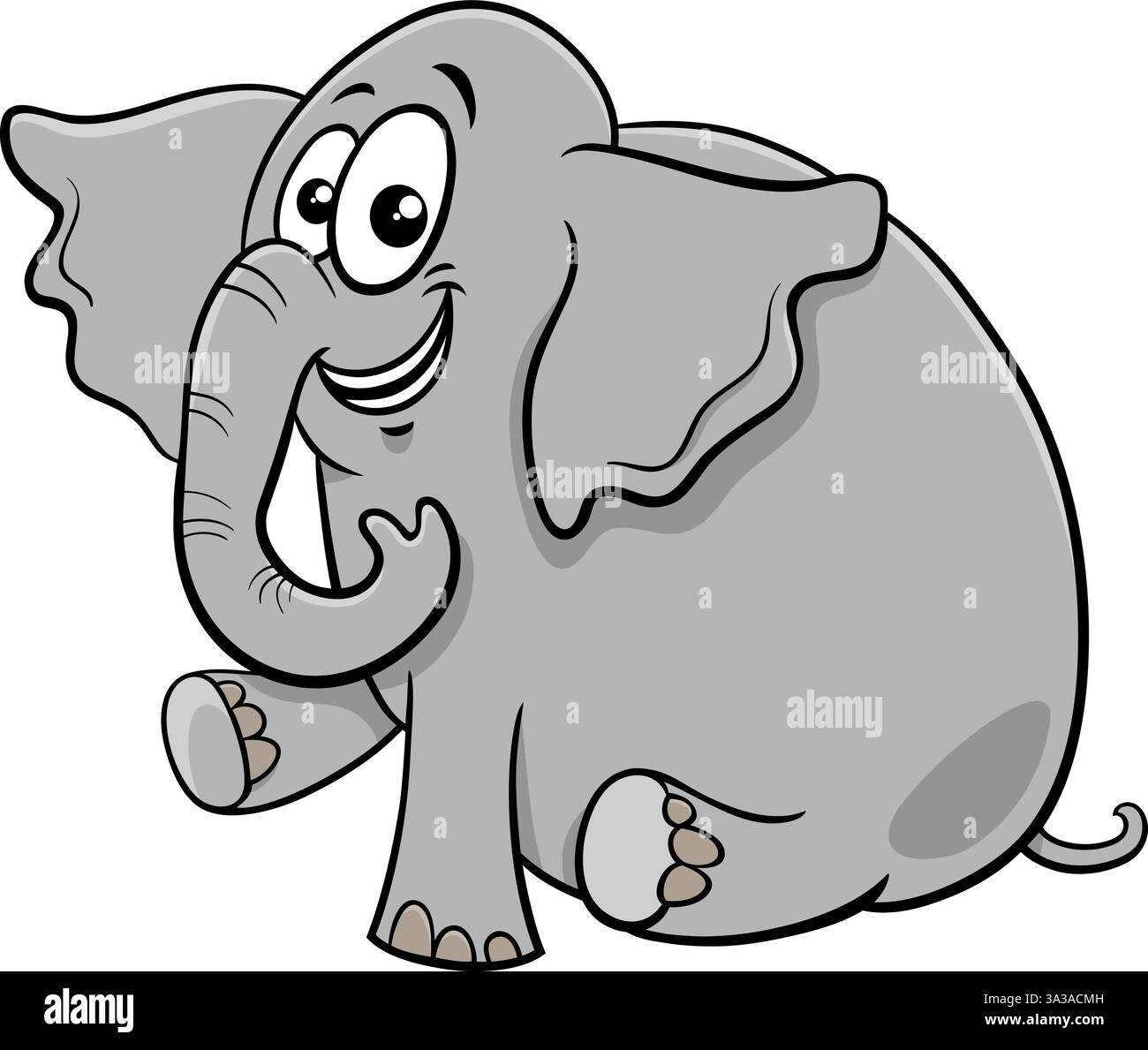 Cartoon illustration of happy baby elephant comic animal character ...