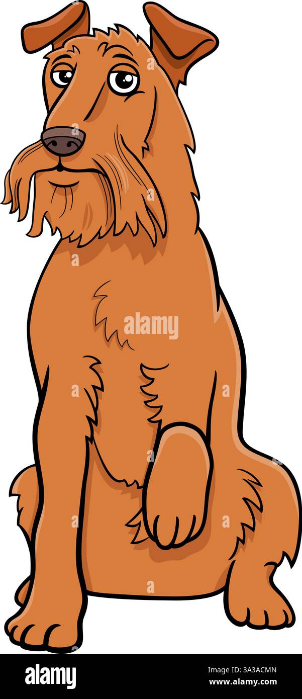 Cartoon illustration of Irish Terrier purebred dog animal character ...