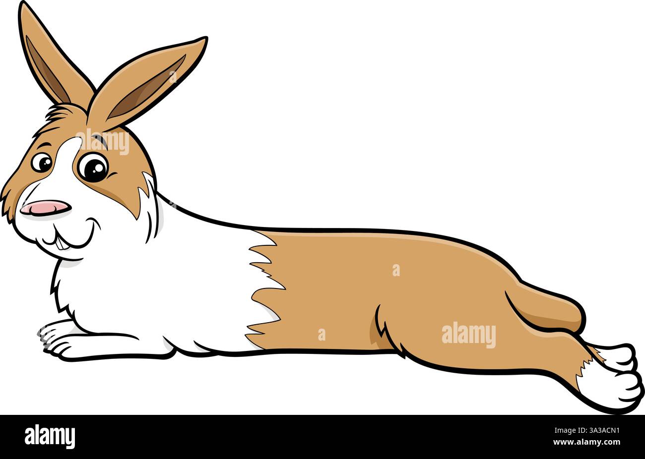 Cartoon illustration of lying dwarf rabbit comic animal character Stock ...