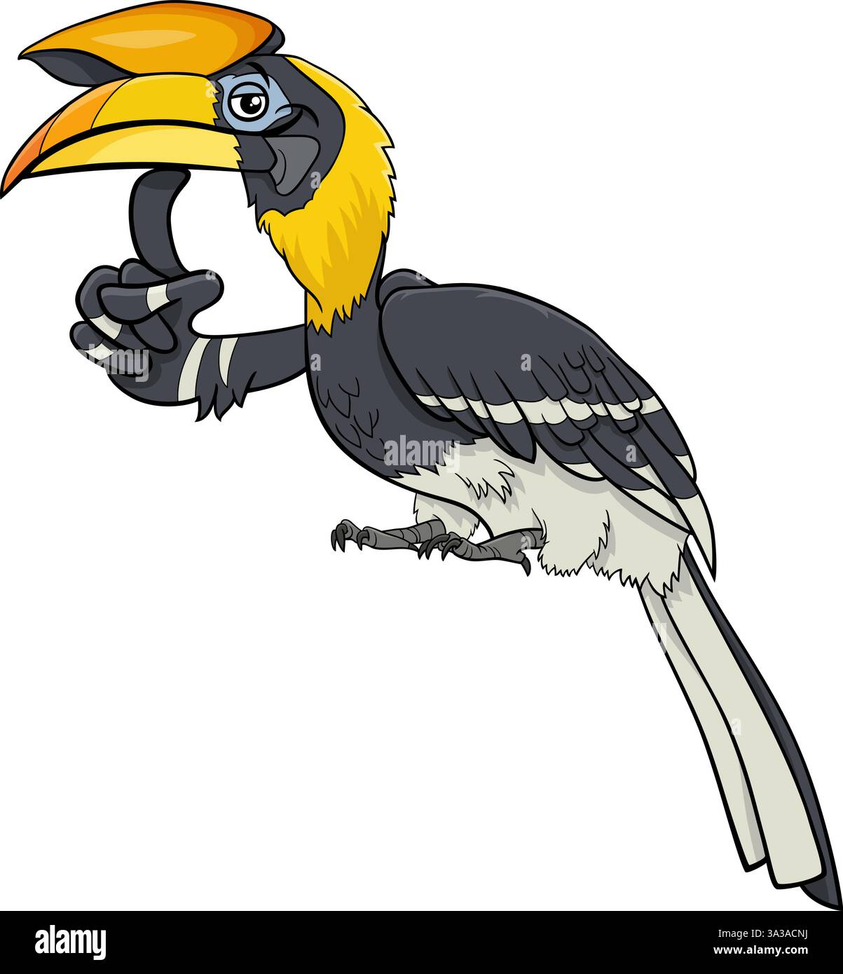 Cartoon illustration of funny hornbill bird comic animal character ...