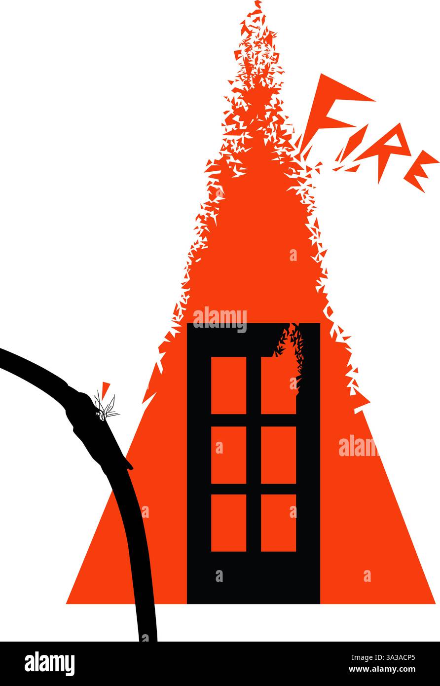 Educational poster warning against fire caused by faulty electrical ...