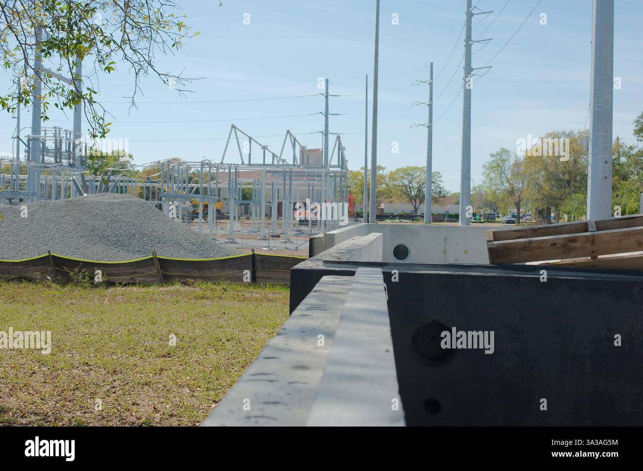 Precast concrete harvesting water tank. At a construction site for an ...