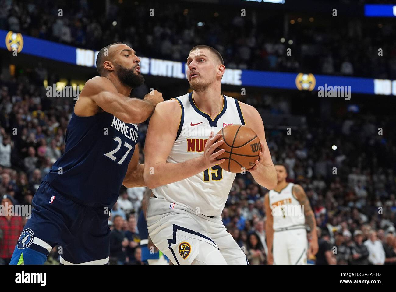 Minnesota Timberwolves center Rudy Gobert (27) and Denver Nuggets ...