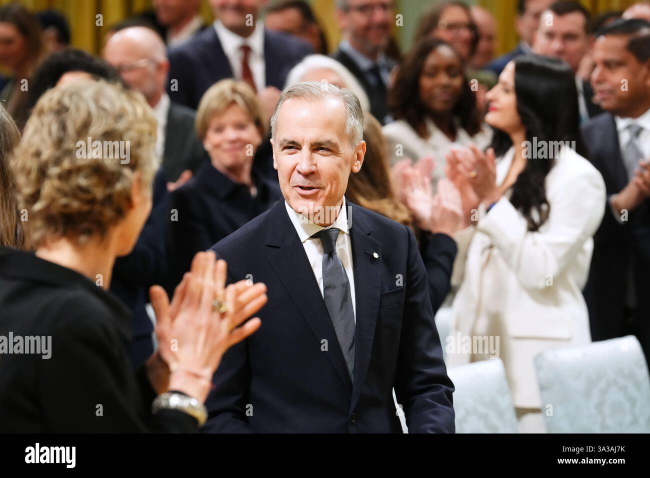 Prime minister-designate Mark Carney arrives for a swearing in ceremony ...