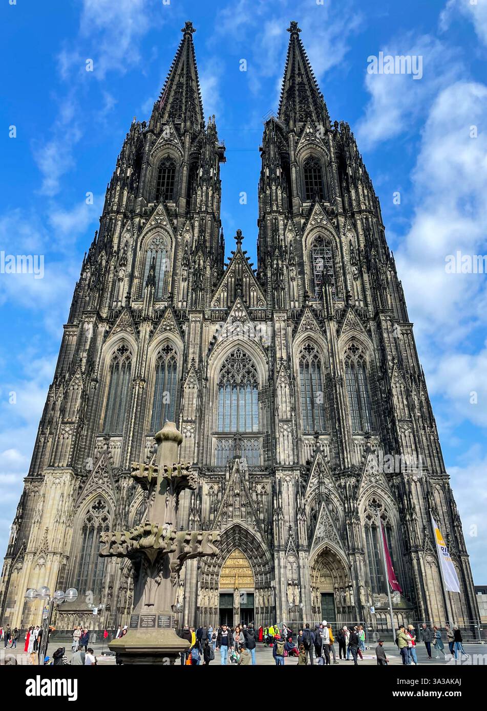 Facade of a medieval Gothic church in the city of Cologne Stock Photo ...