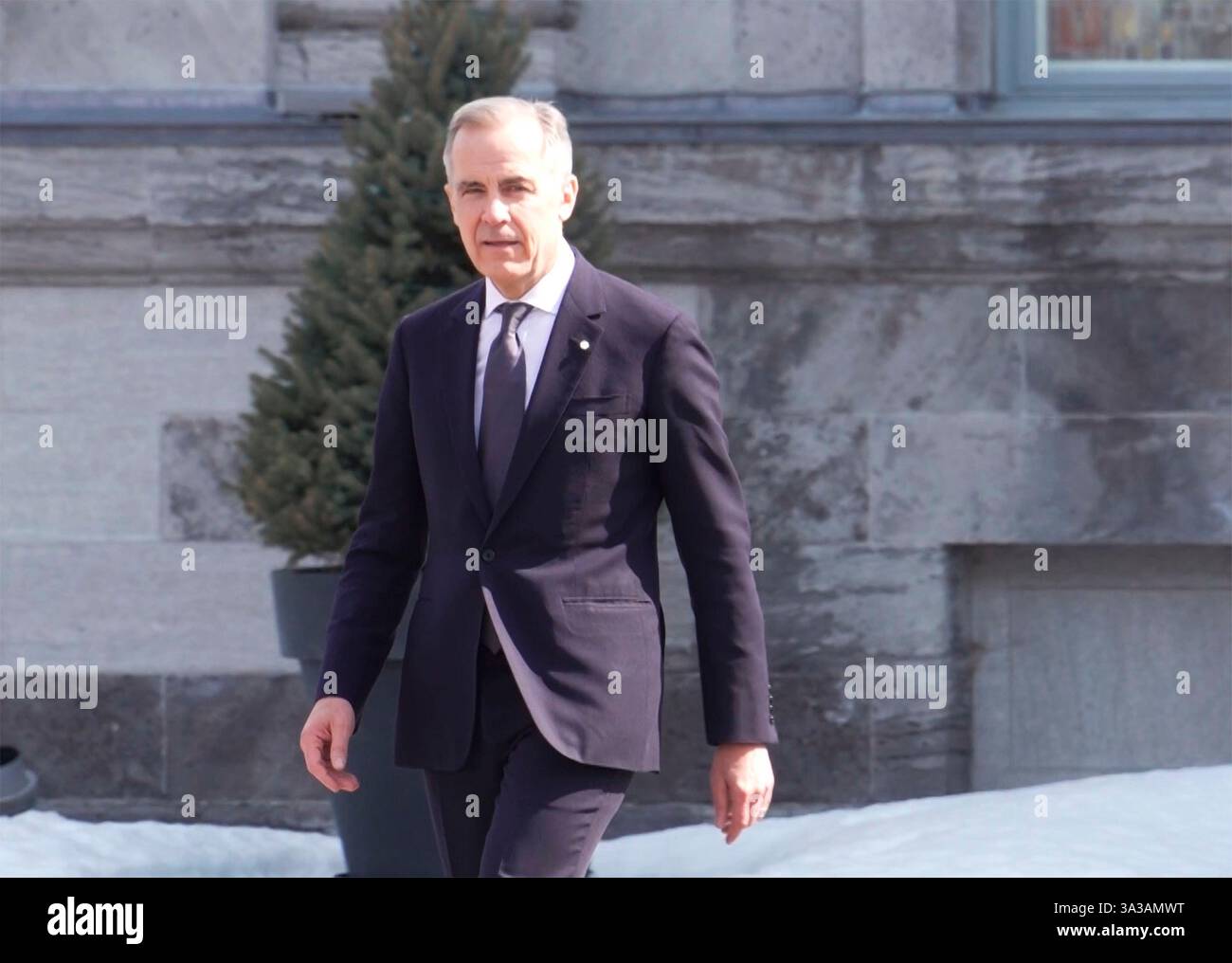 Ottawa, Canada. 14th Mar, 2025. The screenshot from a video shows Mark ...